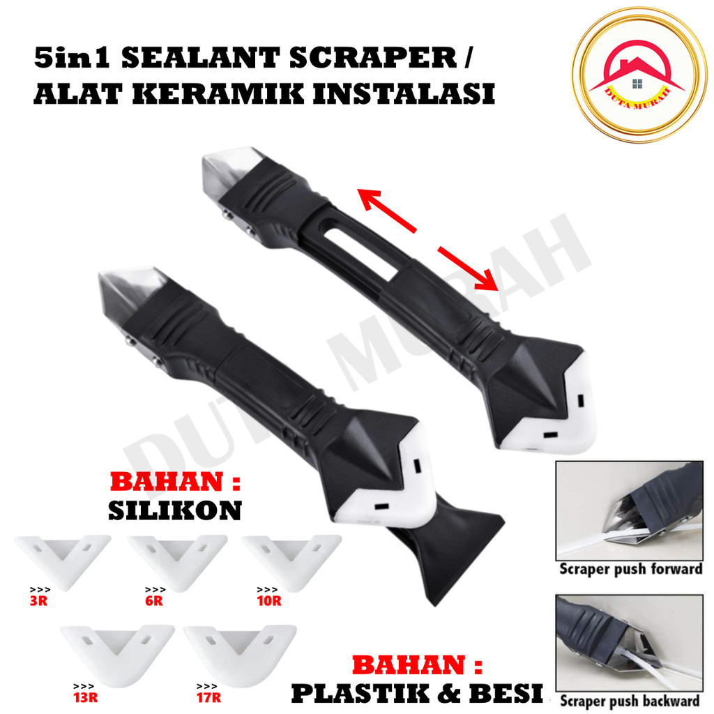Jual Perapi Lem Silikon Sealant Spreader Spatula Scraper 5in1 Alat ...