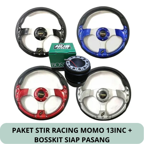 Jual PAKET STIR RACING MOMO 13 INCH IMPORT + BOSKIT DUDUKAN STIR RACING ...