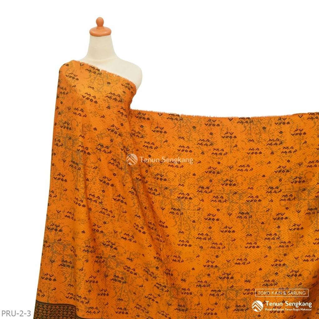 Jual Kain Tenun Dobby Batik Bugis Makassar Cokelat Camel Motif Lontara ...