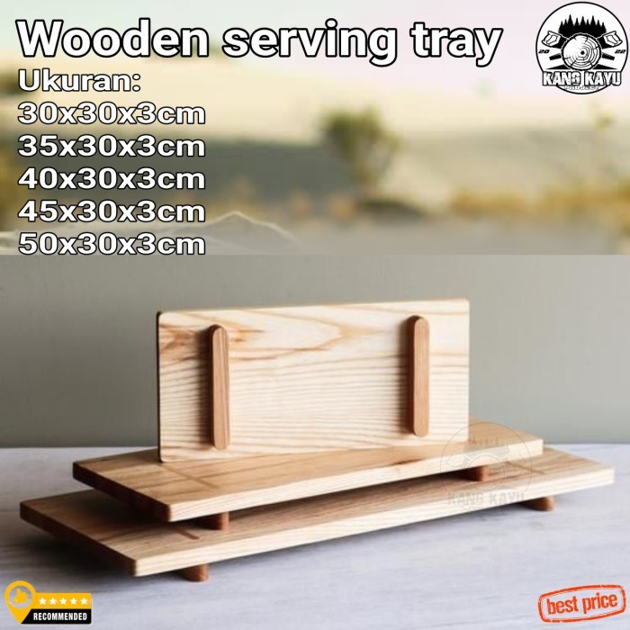 Jual Serving tray pakai kaki kayu jati/mahoni 30-50x30x3cm Tray kayu ...
