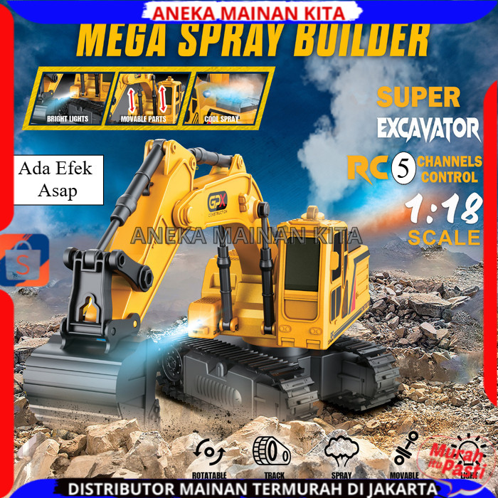 Jual Mainan Excavator Beko Remote Control Ada Asap 5 Channel Lampu Truk ...