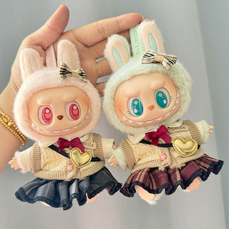 Jual Labubu Clothes Pendant Sitting Party Labubu Cartoon Costume Plaid ...