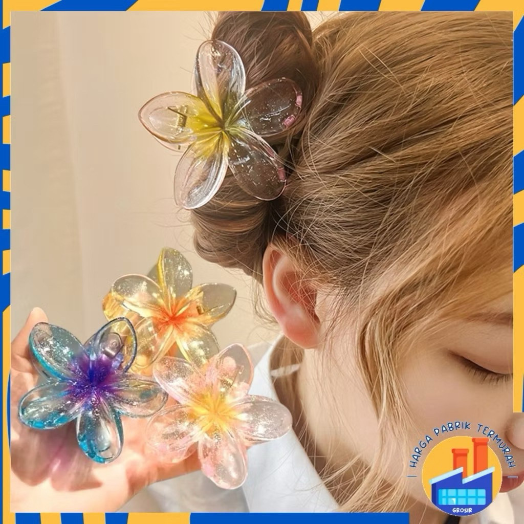 Jual Jepit Rambut Viral Jedai Bunga Kamboja Glossy 8 Cm Aksesoris Jepit ...
