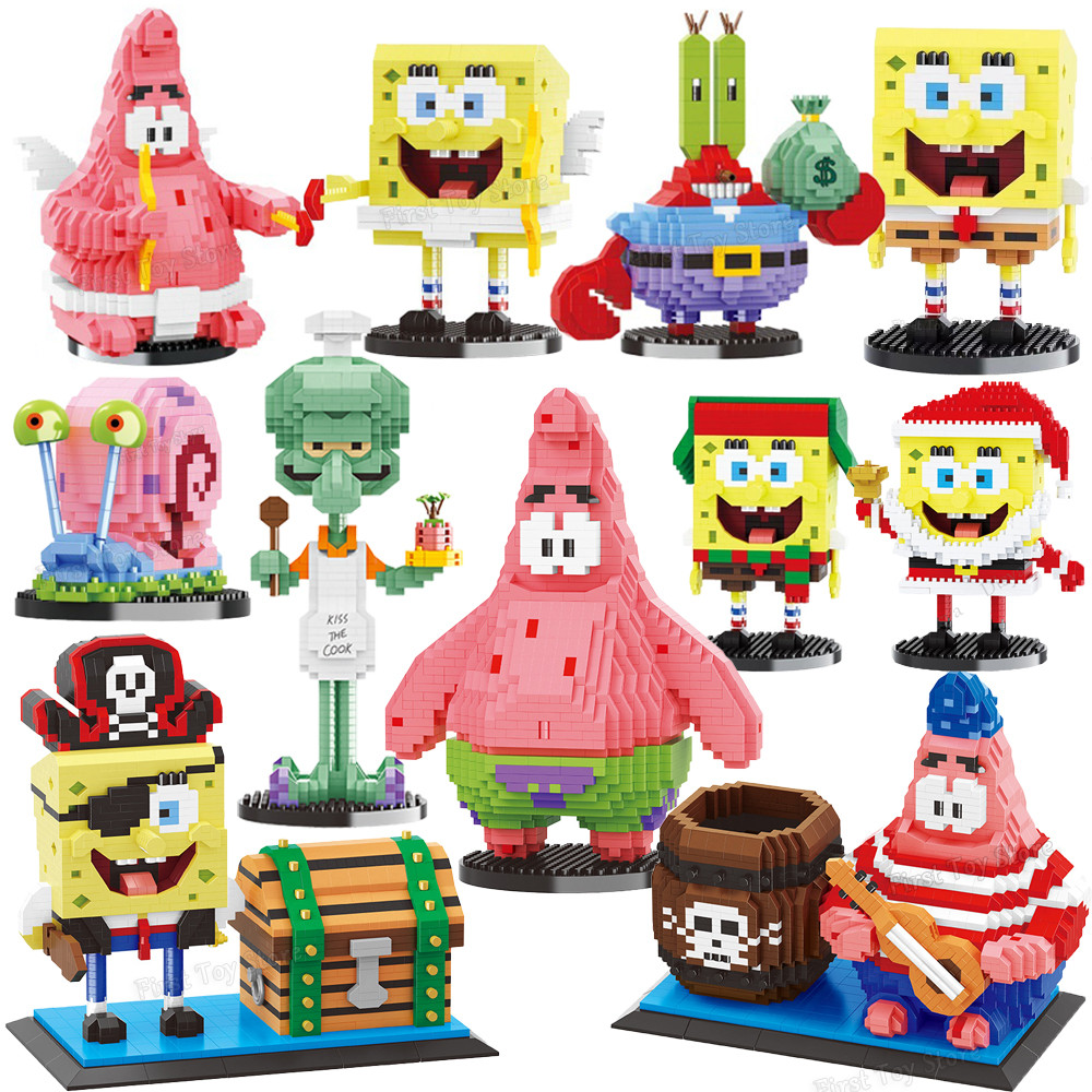 Jual New SpongeBob Squidward Blocks Sponge Patrick Star Sandy Boss ...