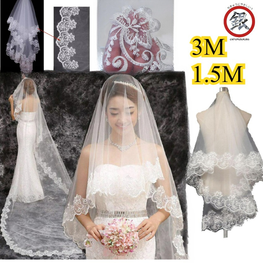 Jual 3M/1.5M Renda Wedding Bridal Veil /Veil Bride Veil/Altar Veil ...
