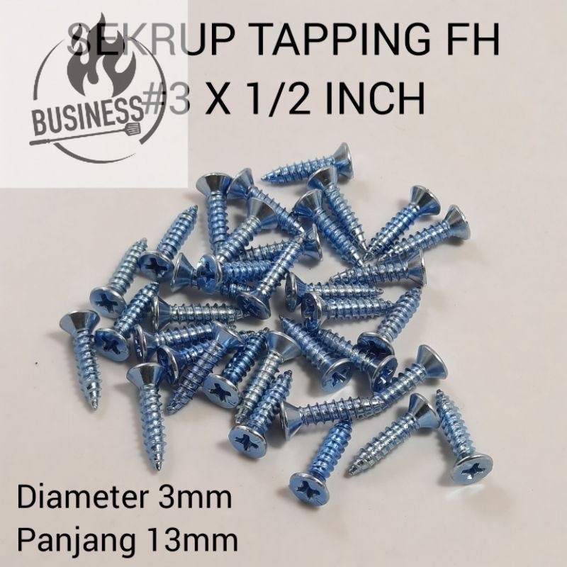 Jual 1 Biji Sekrup Box Komponen Tapping FH Putih Tipe Flat FAB #3 x 1/2 ...