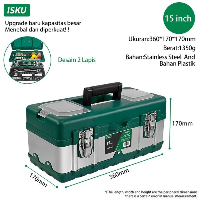 Jual ISKU Tool box Besar Besi tahan karat box alat perkakas 15-20inch ...