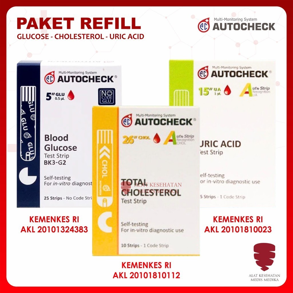 Jual Paket Refill Autocheck Strip Glucose Cholesterol Uric Acid Test ...