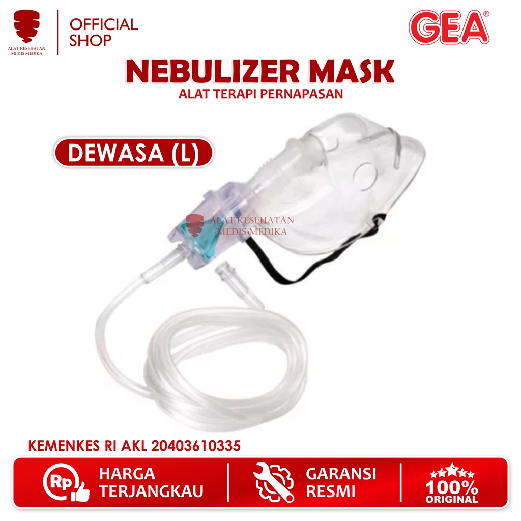 Jual GEA Masker Nebulizer L Dewasa Nebul Mask Alat Bantu Uap Adult ...