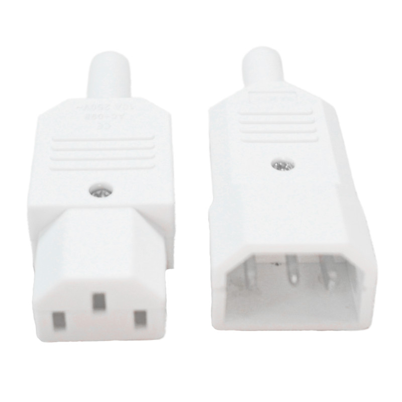 Jual White 10A 250V Black IEC C13 /C14 Male Plug Rewirable Power ...