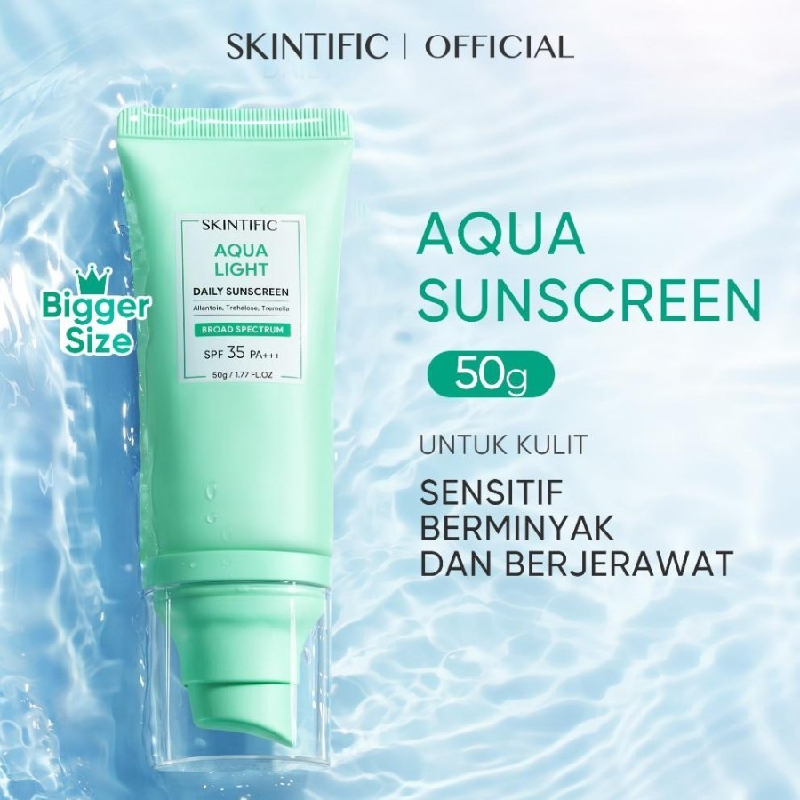 Jual SKINTIFIC - Aqua Light Daily Sunscreen SPF 35 PA+++ 50g | Shopee Indonesia