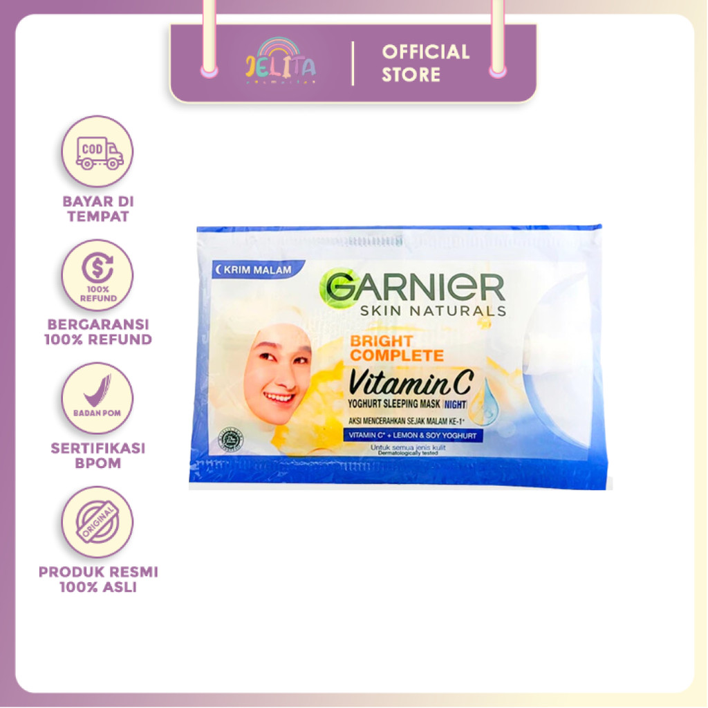 Jual 𝓳𝓮𝓵𝓲𝓽𝓪 - Garnier Light Complete Yoghurt Night Cream Sachet Garnier ...