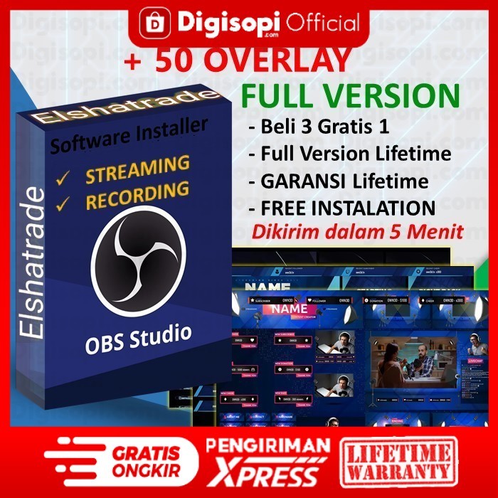 Jual OBS Studio Full Version + 50 Overlay Template Aplikasi Apk Perekam ...