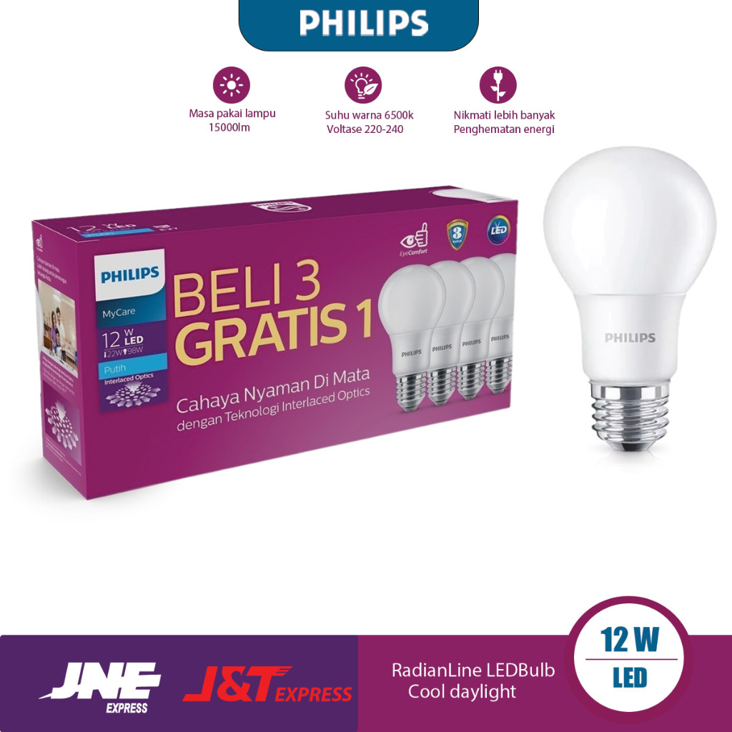 Jual Lampu LED Philips 10W Multipack Led Bulb 10 Watt 6500K Putih bola ...