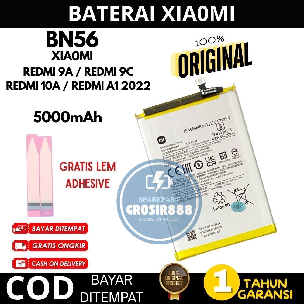 Jual BATERAI XIAOMI REDMI 9A / 9C / 10A / REDMI A1 2022 BN56 5000mAh ...