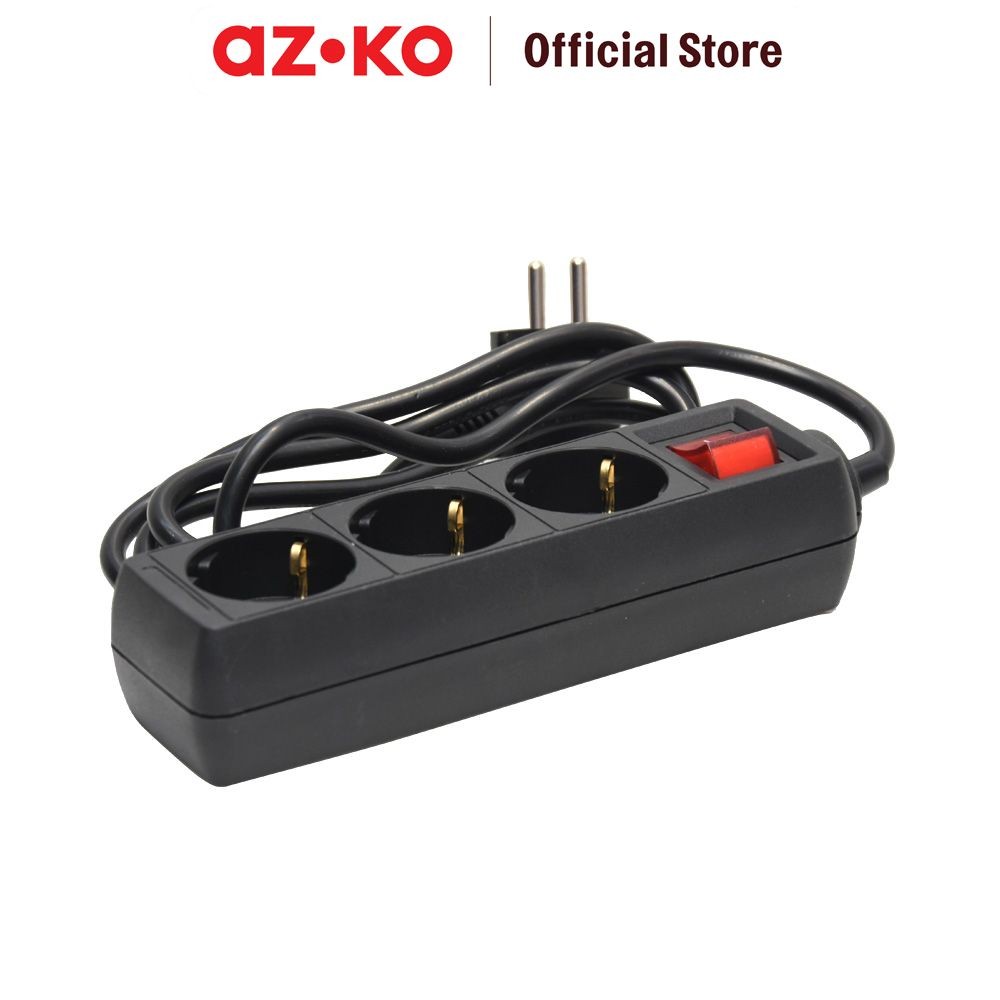 Jual AZKO Krisbow Stop Kontak 3 Socket Kf-B-03kp - Hitam Electric ...