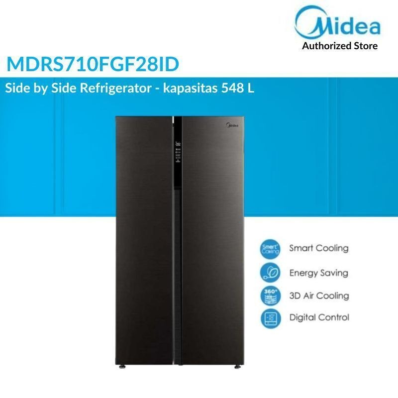 Jual Kulkas Midea 2 Pintu Side by Side Inverter Low Watt No Frost ...