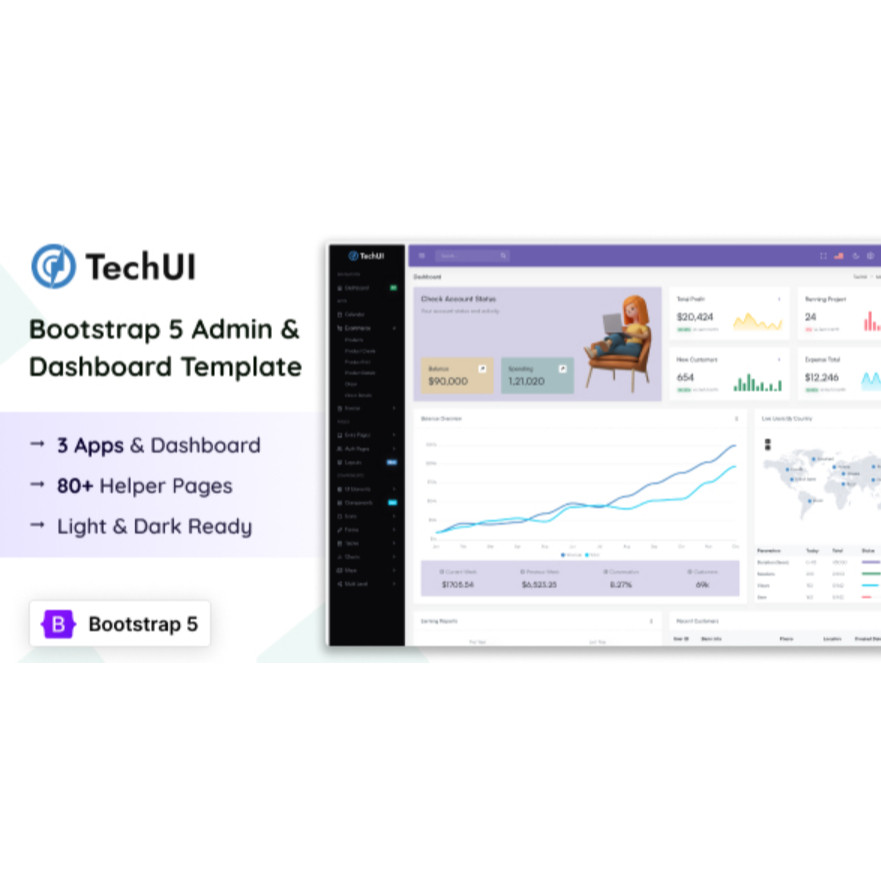 Jual TechUI v1.0 - Premium Bootstrap 5 Admin & Dashboard Ui Kit HTML ...