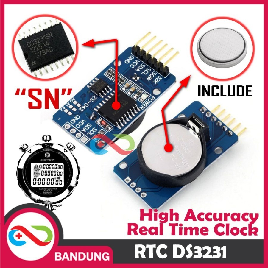 Jual RTC DS3231 SERI SN REAL TIME CLOCK I2C + BATTERY MODULE - A ...