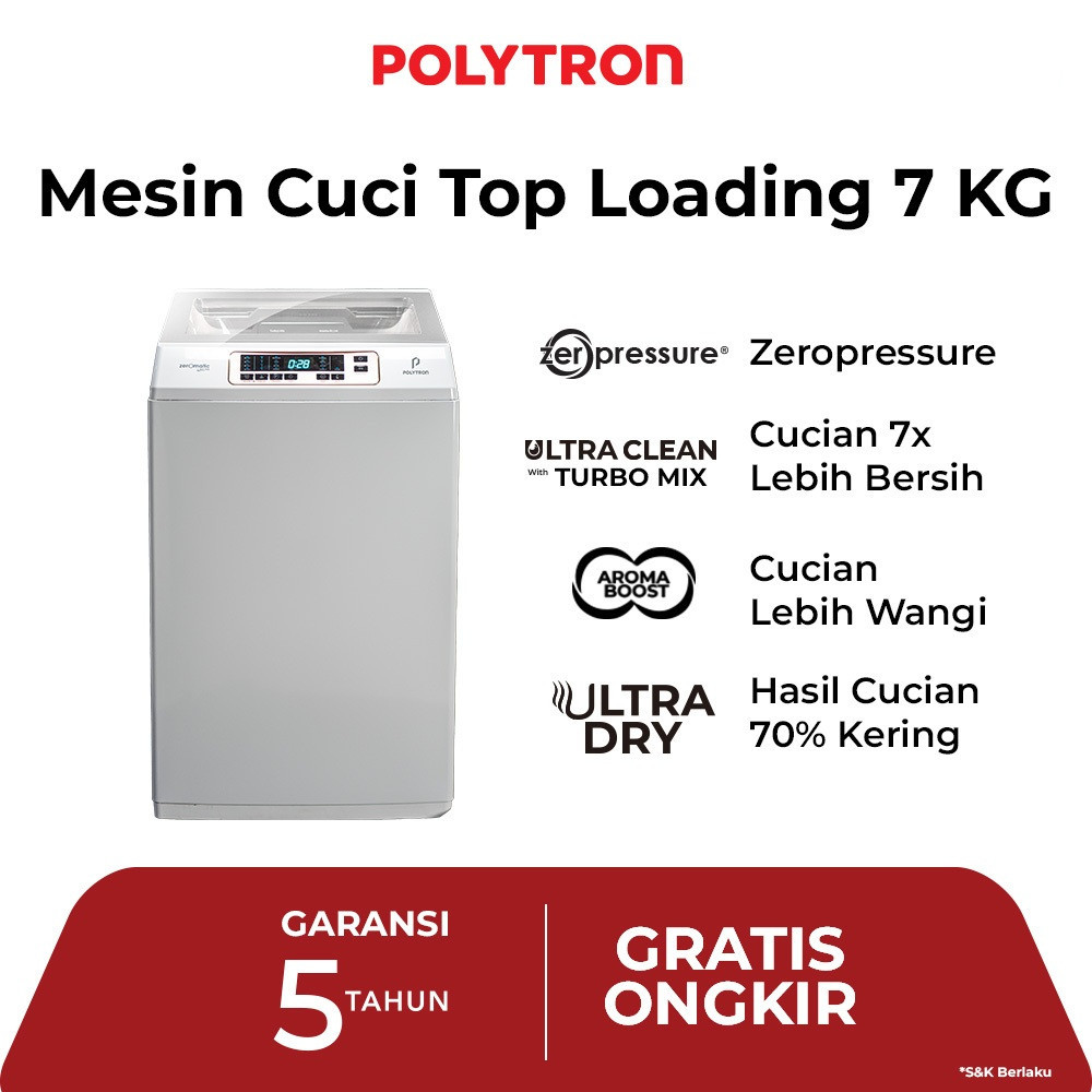 Jual POLYTRON Mesin Cuci 1 Tabung Zeromatic Laguna series Hijab 7 KG - PAW 7028 GARANSI RESMI ...
