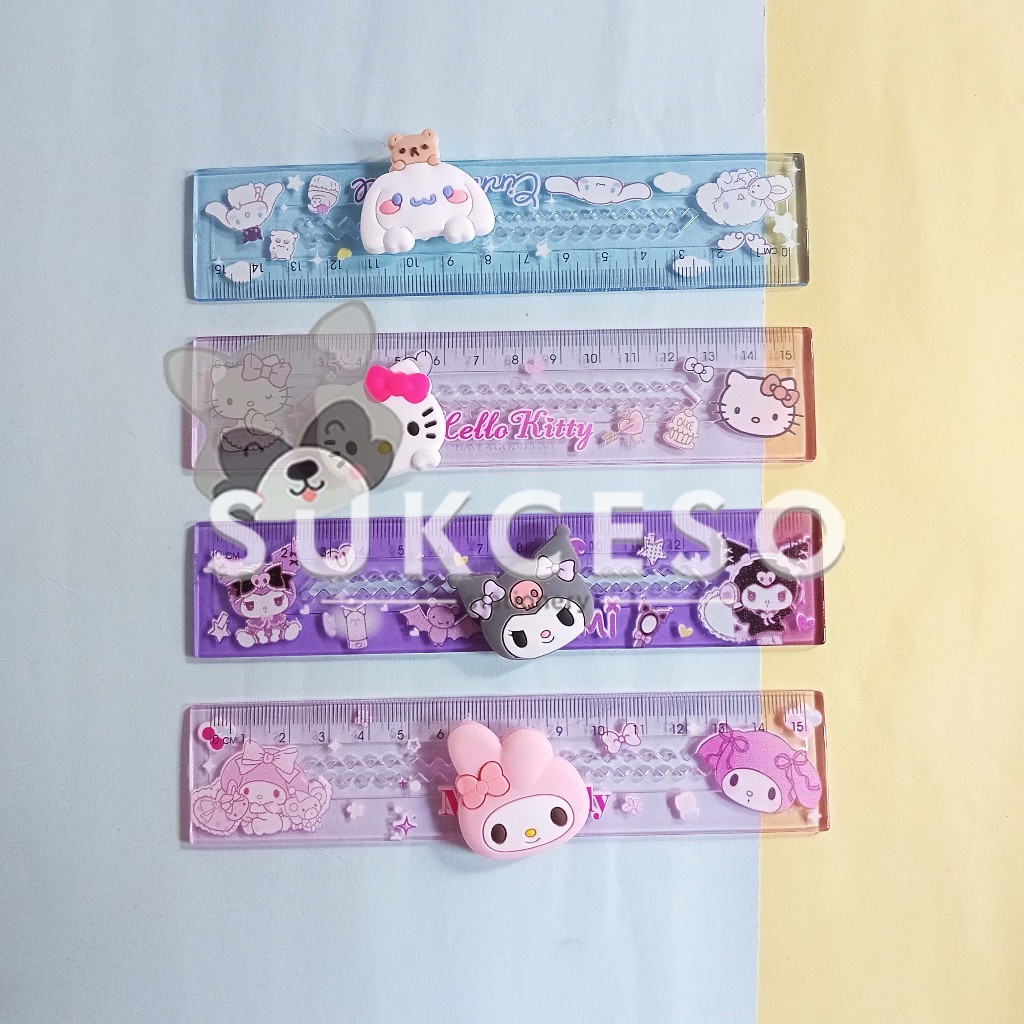 Jual Fancy Penggaris Motif Gambar Sanrio 15cm Zigzag Ruler 638 / Alat ...