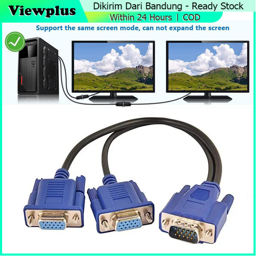 Jual Kabel VGA Splitter cabang 1-2 1male ke 2female / Kabel VGA Cabang 1 Male - 2 Female / - VGA ...