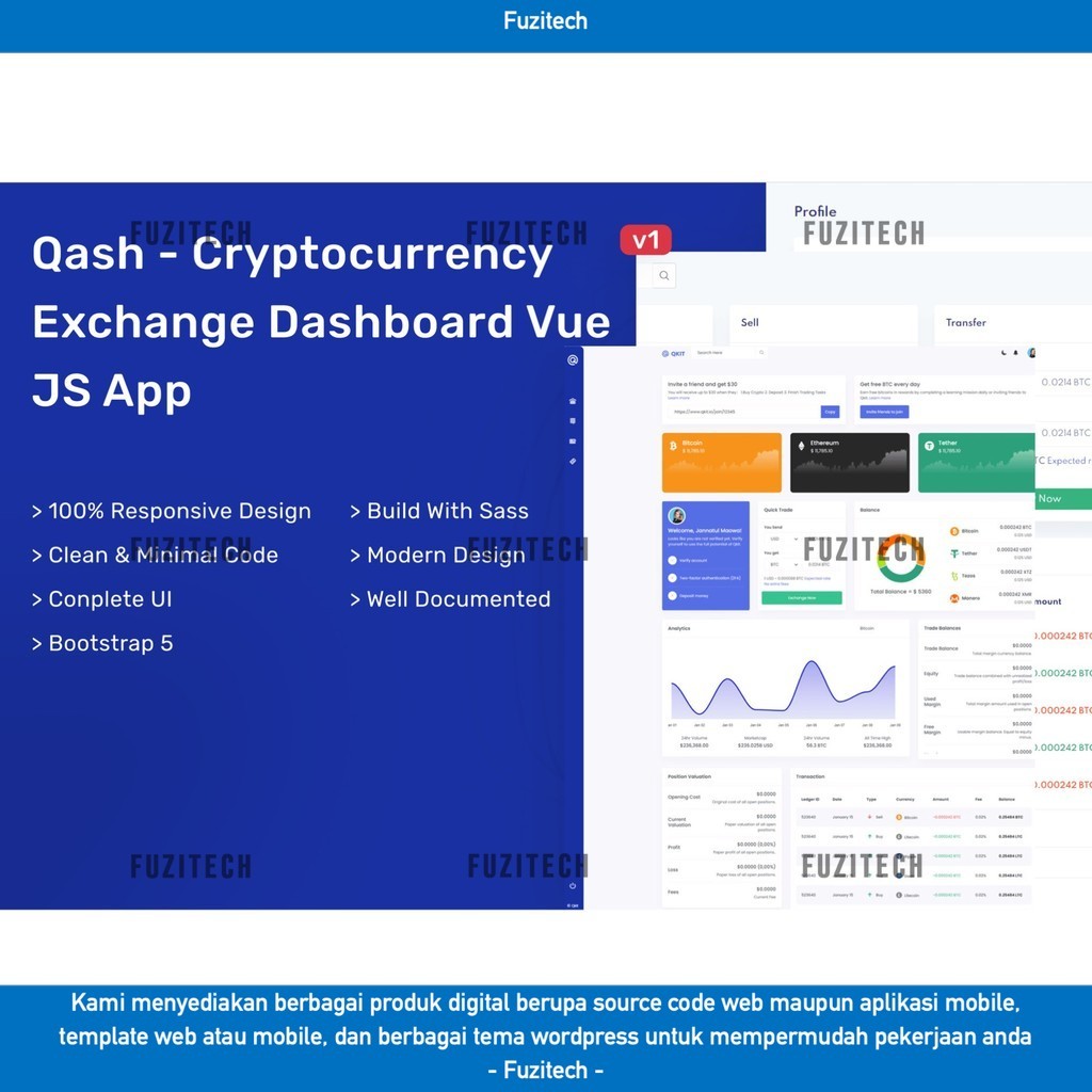 Jual WEB TEMPLATE QASH - CRYPTOCURRENCY EXCHANGE DASHBOARD D2238 ...