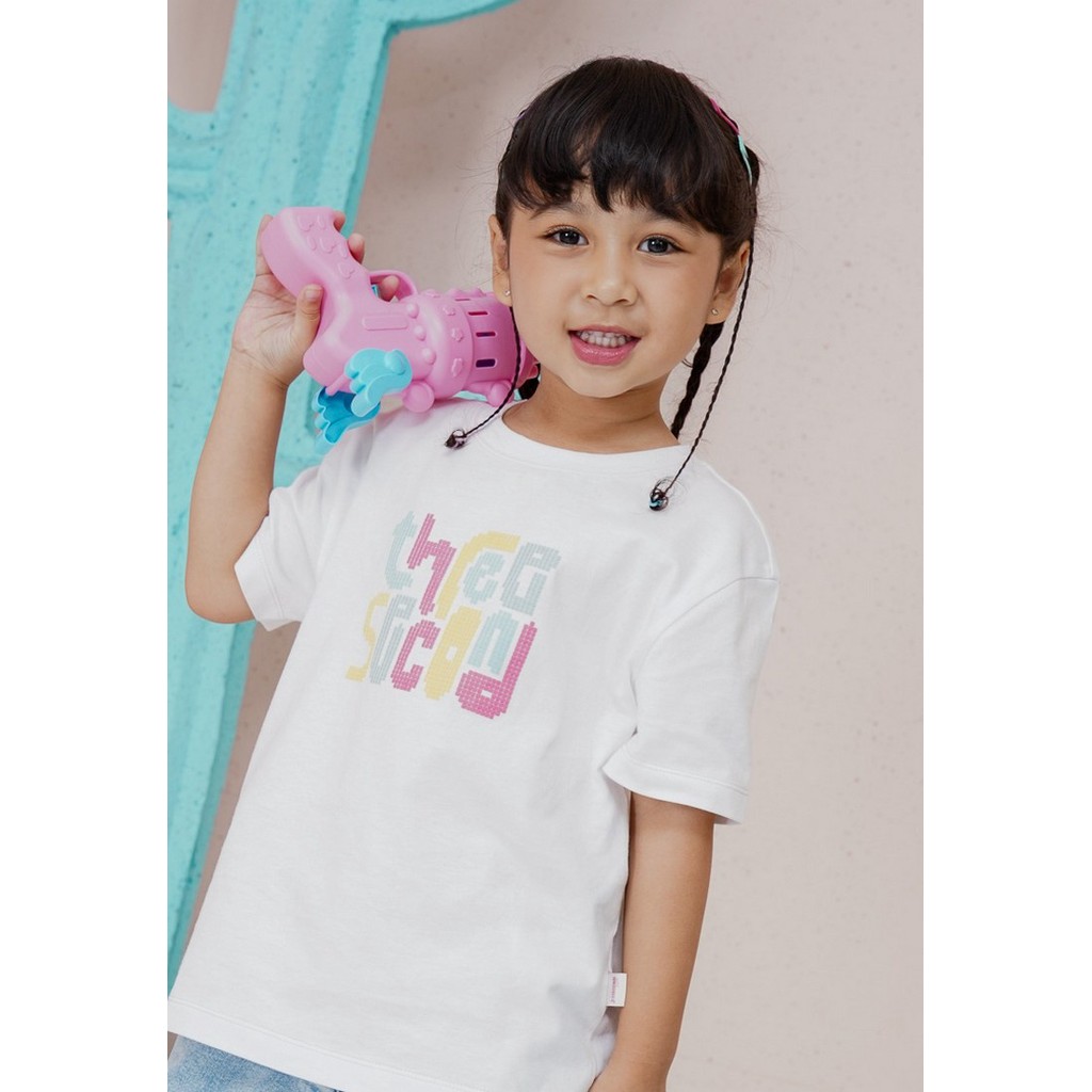 Jual 3Second Kids Girl's T-Shirt Short Sleeve Cotton Script Rainbow ...