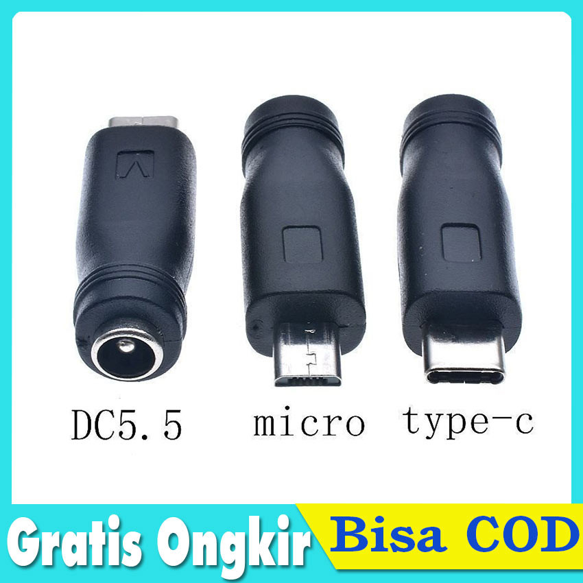 Jual Adapter DC 5.5x2.1mm Female to Type C/Micro USB/USB A - Converter ...