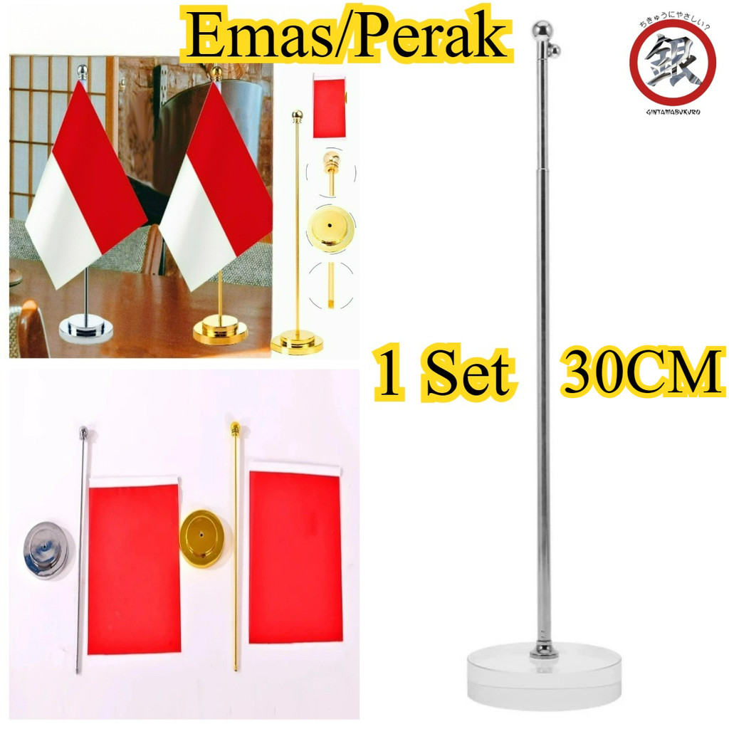 Jual 30CM 1set Bendera Merah Putih Meja Tiang/Bendera Meja Stand ...