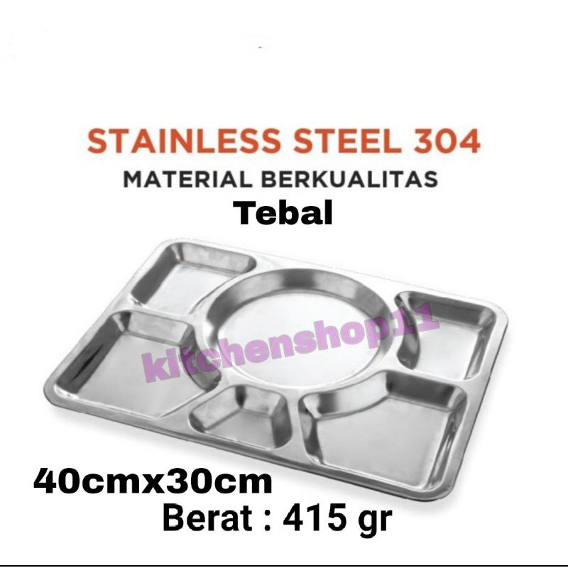 Jual FOOD TRAY Tebal / piring nampan stainless sekat 6 / ompreng rumah ...