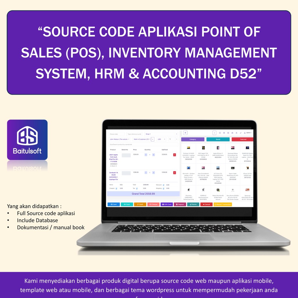 Jual SOURCE CODE APLIKASI POINT OF SALES (POS), INVENTORY MANAGEMENT SYSTEM, HRM & ACCOUNTING ...