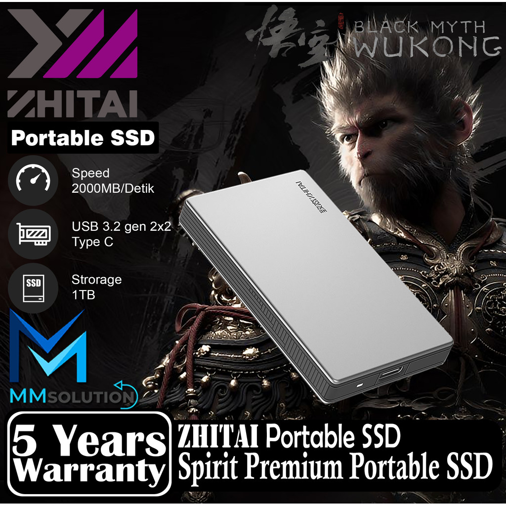 Jual ZHITAI SPIRIT PREMIUM Portable SSD 1TB 2000MB/s Eksternal Solid State Drive SSD USB 3.2 ...