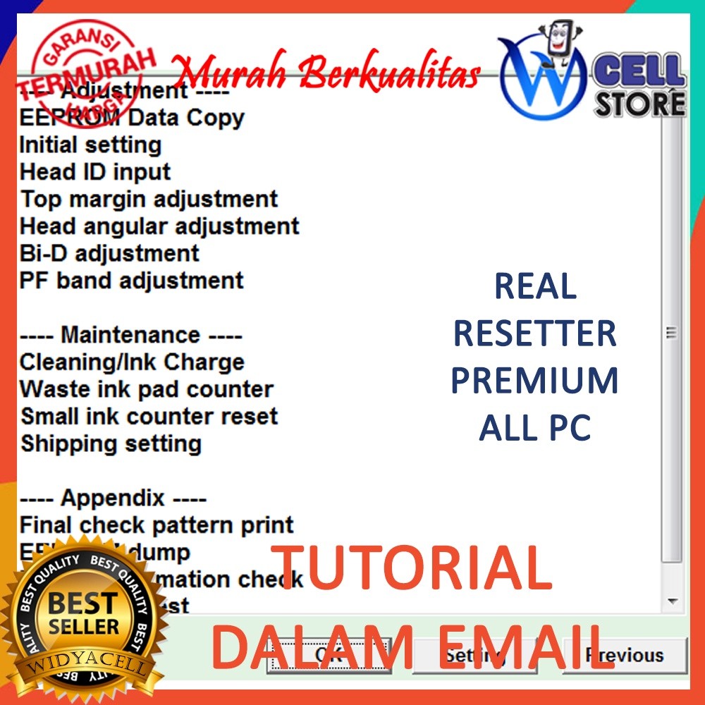Jual SOFTWARE RESETTER / RESET / RESETER PRINTER EPSON M1100 M1120 UNLIMITED ALL PC FULL ...