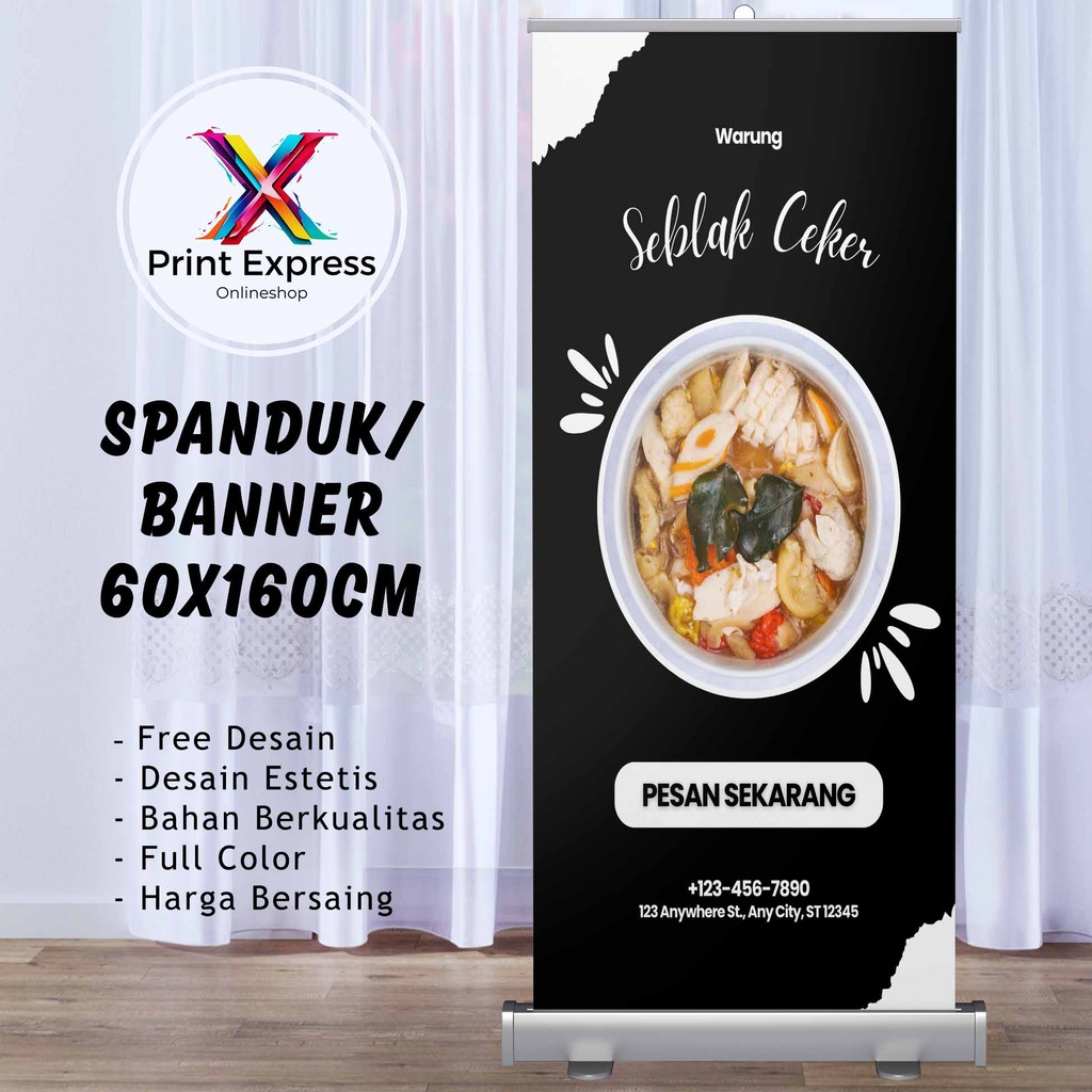 Jual Cetak Spanduk Seblak Ceker Hitam Putih 60x160 Cm Bisa Rekues Free ...