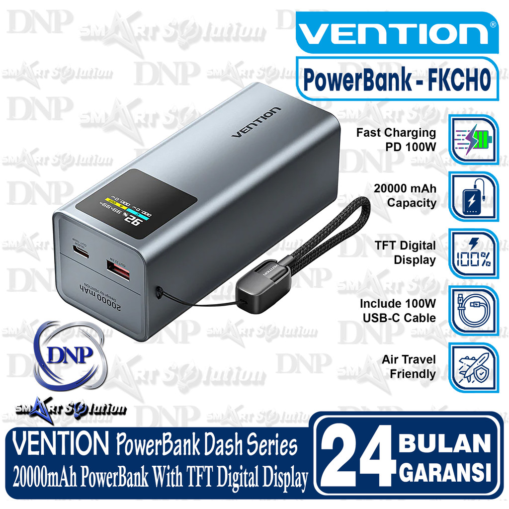 Jual Vention Powerbank 20000mAh 100W USB C 3.0 PD PPS LED Display with ...