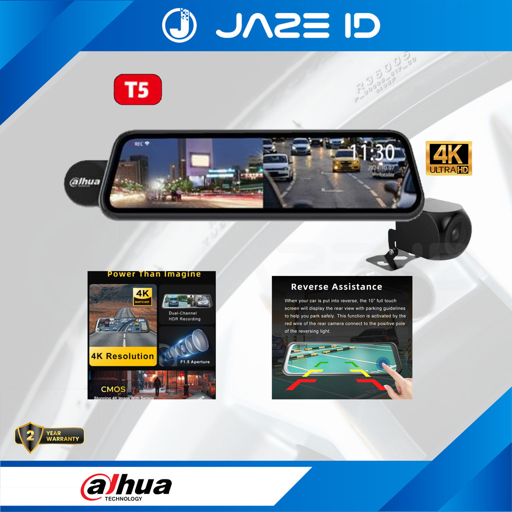 Jual Dahua T5 Dash Cam 4K Car DVR Wifi Mobil Kamera Spion GPS Camera ...