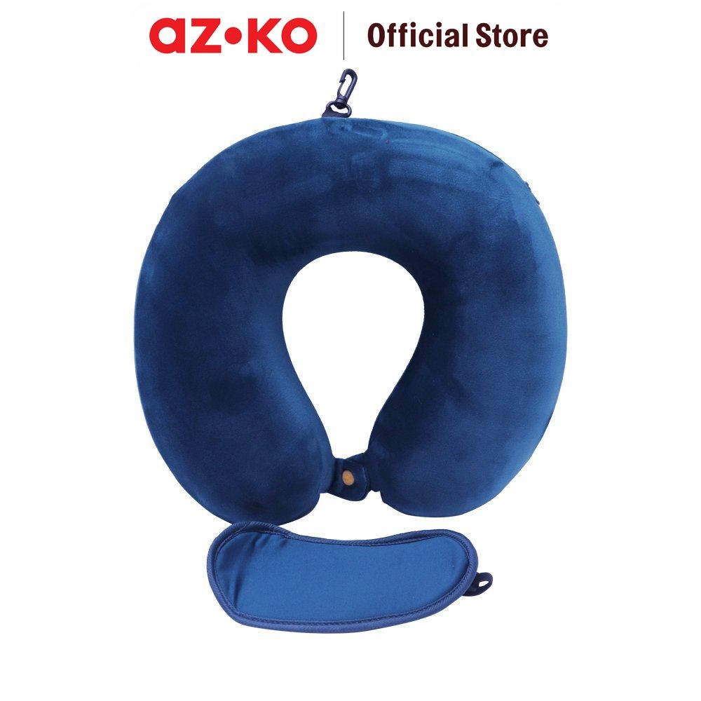 Jual AZKO Passport Bantal Leher Memory Foam & Penutup Mata - Biru Neck ...