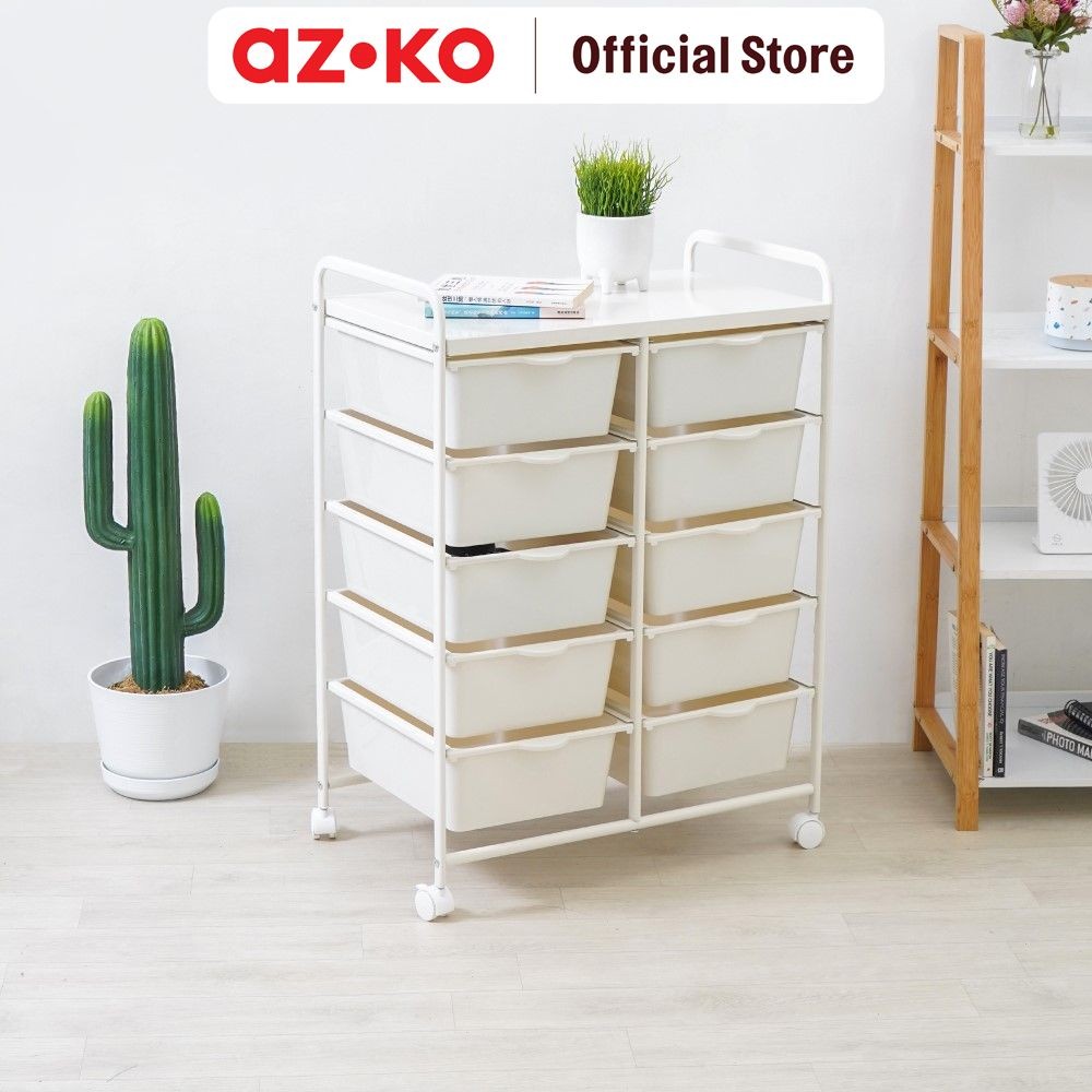 Jual AZKO Stora Rak Penyimpanan Dengan 10 Tray Plastik - Putih ...