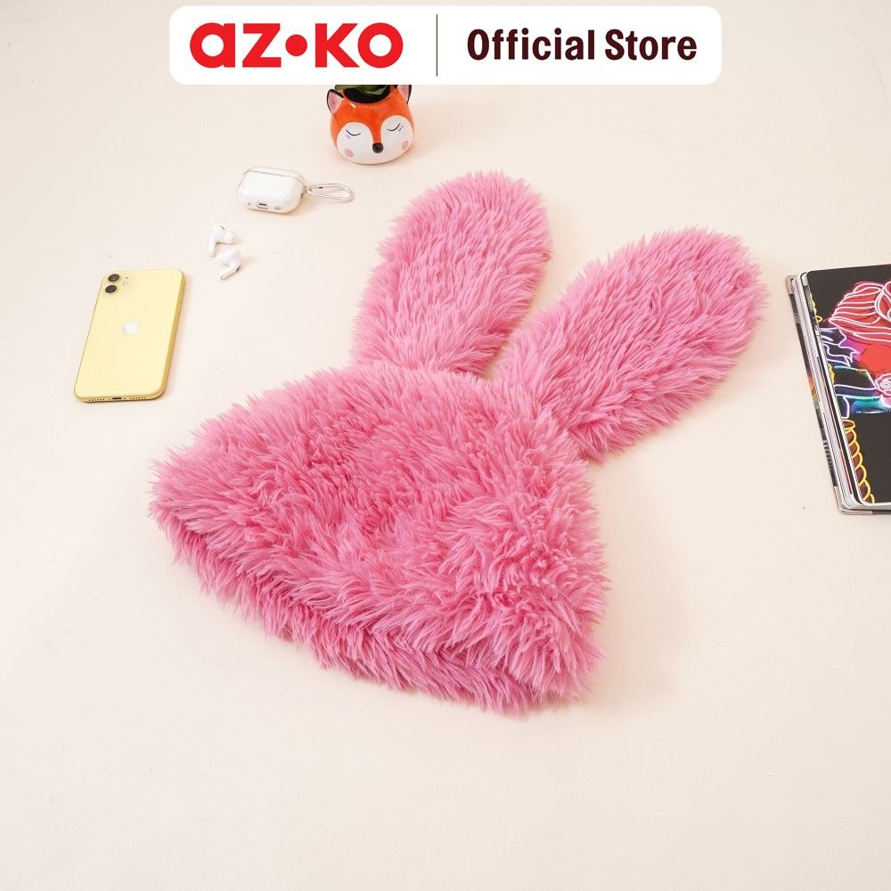 Jual AZKO Ataru Topi Beanie Bunny Long Ears Fur - Pink Beanie Hat Topi ...