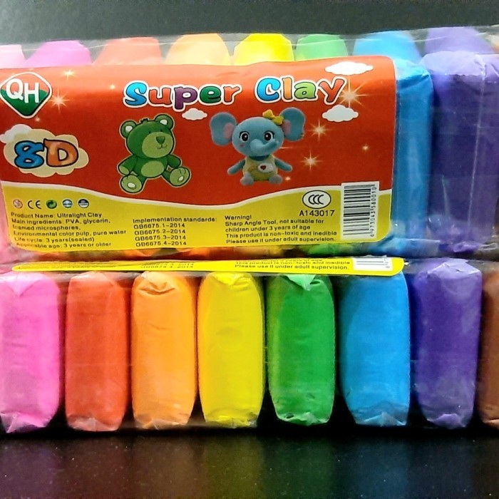 Jual (GAT) Mainan Clay Polymer isi 12 gram jumbo/ Set Soft Clay Dough ...