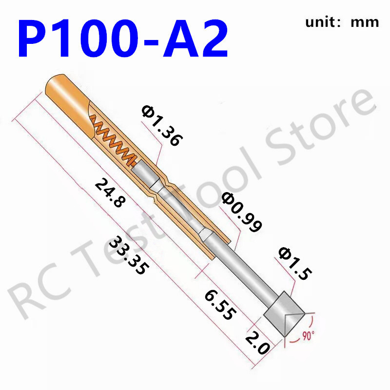 Jual 100PCS P100-A2 Spring Test Probe P100-A Test Pin PCB Test Tool 33 ...