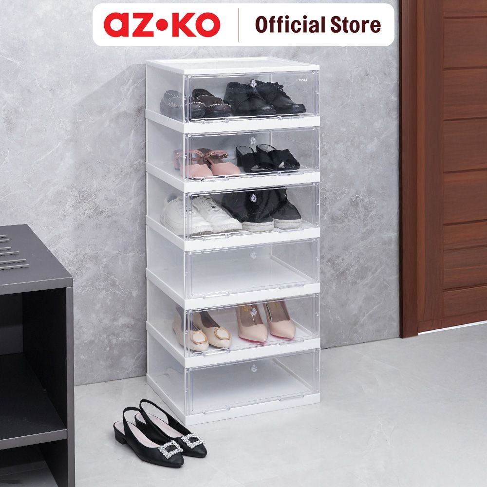 Jual AZKO Stora Rak Sepatu Tingkat Foldable Transparan Shoe Rack ...