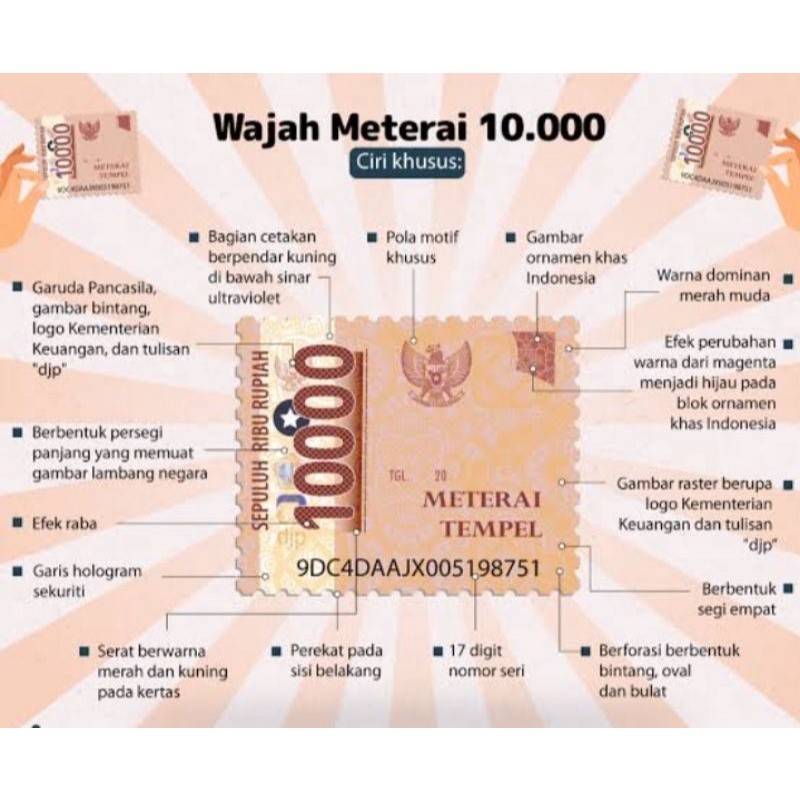 Jual Materai Pos 10000 isi Pcs ( PER 30 PCS/KEPING) RESMI PERURI ...