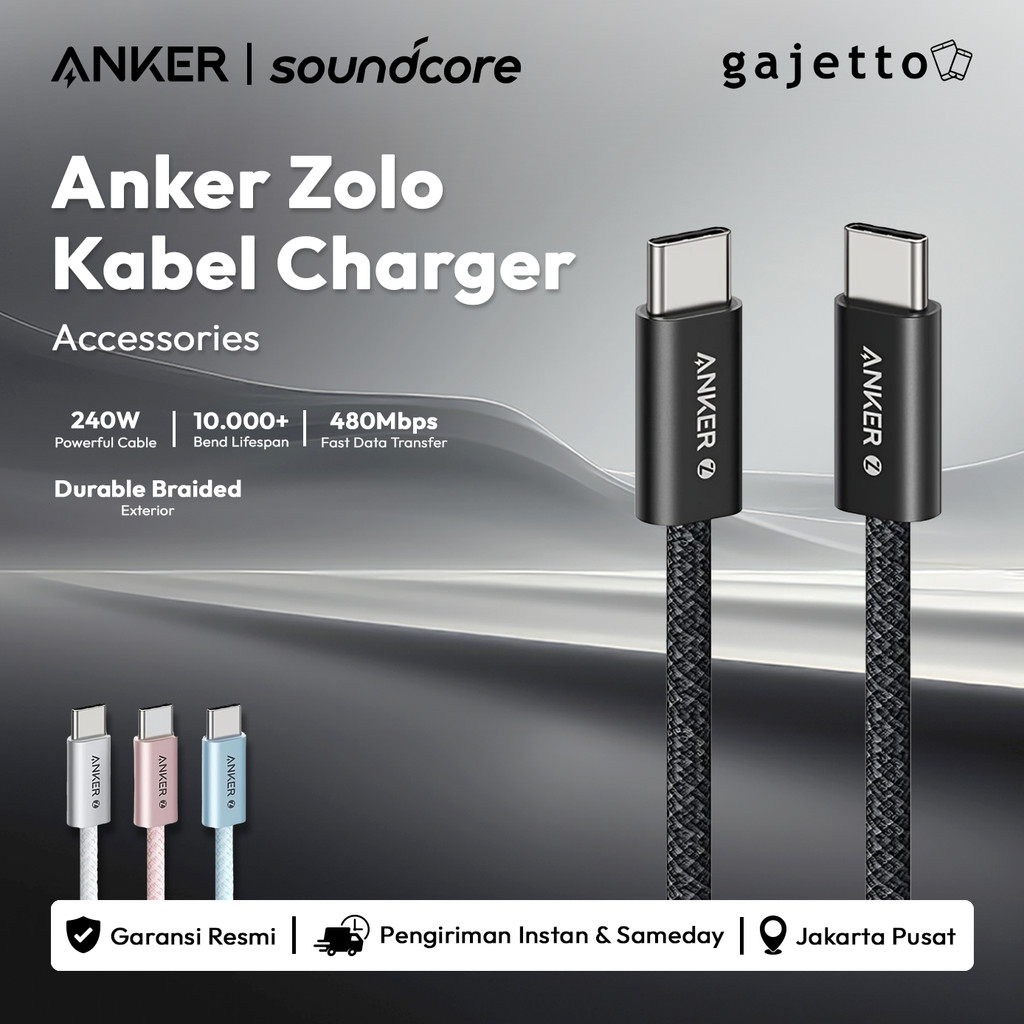 Jual Anker Zolo Kabel Charger 240W PD PPS USB C to USB C Cable Nylon Braided - A8060 | Shopee ...