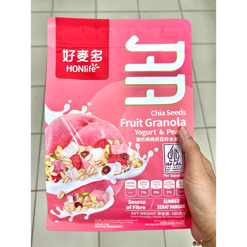Jual NEW READY TERMURAH Honlife Chia Seeds Fruit Granola Yogurt & Peach ...