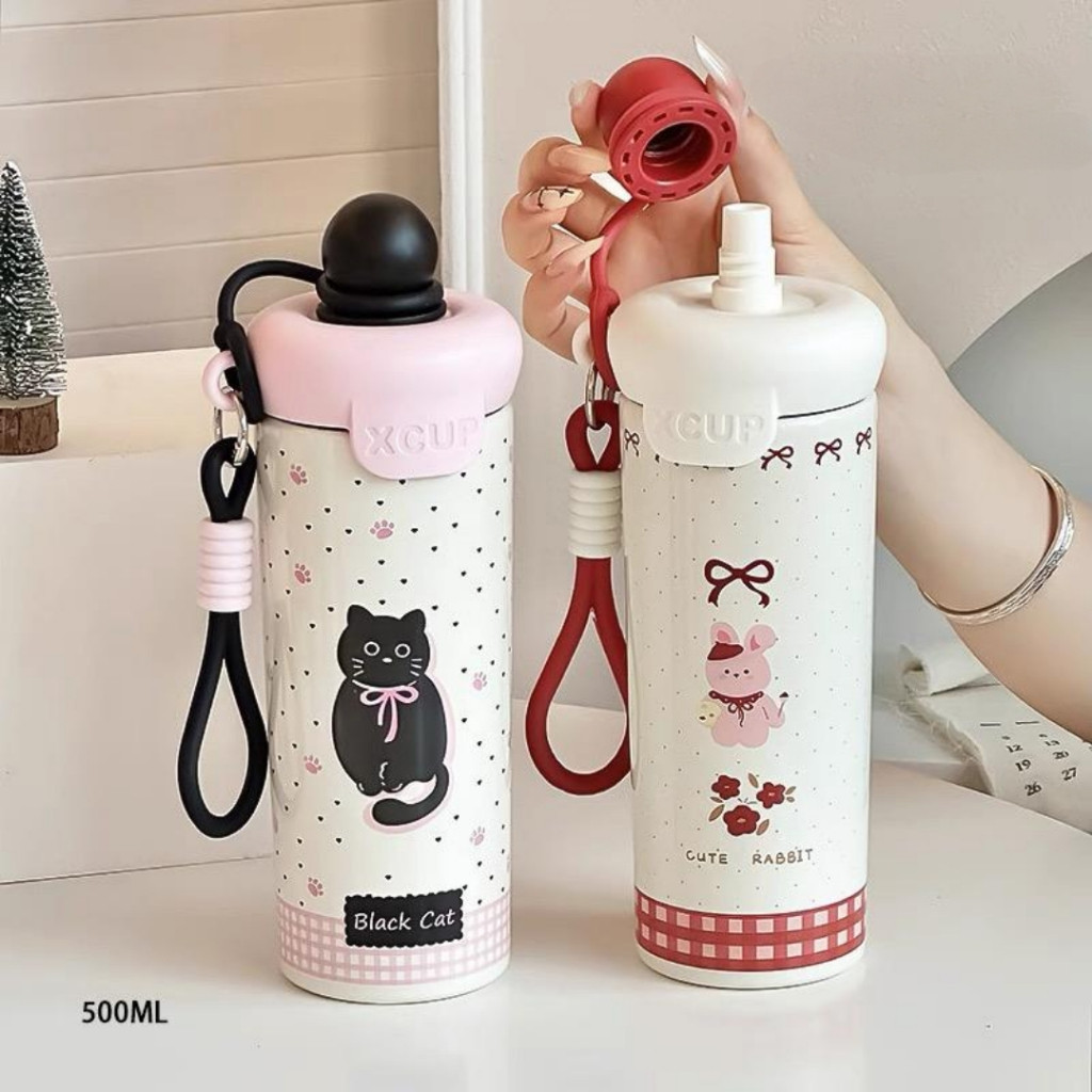 Jual Tumbler Botol Minum Aesthetic Lucu 650ML Anti Tumpah dan Tahan ...