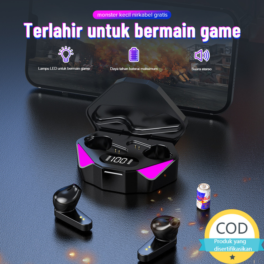 Jual 【COD】 Original TWS Gaming Headset X15/M28/M90 Pro Wireless Bluetooth 0-latency Earphone LED ...
