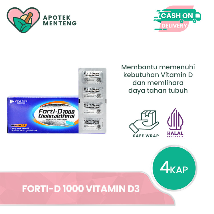 Jual Forti-D 1000 Vitamin D3 4 Kapsul - Suplemen Vitamin D3 | Shopee ...