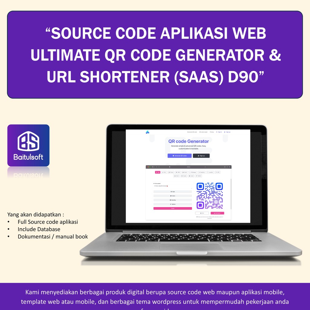 Jual SOURCE CODE APLIKASI WEB ULTIMATE QR CODE GENERATOR & URL SHORTENER (SAAS) D90 | Shopee ...